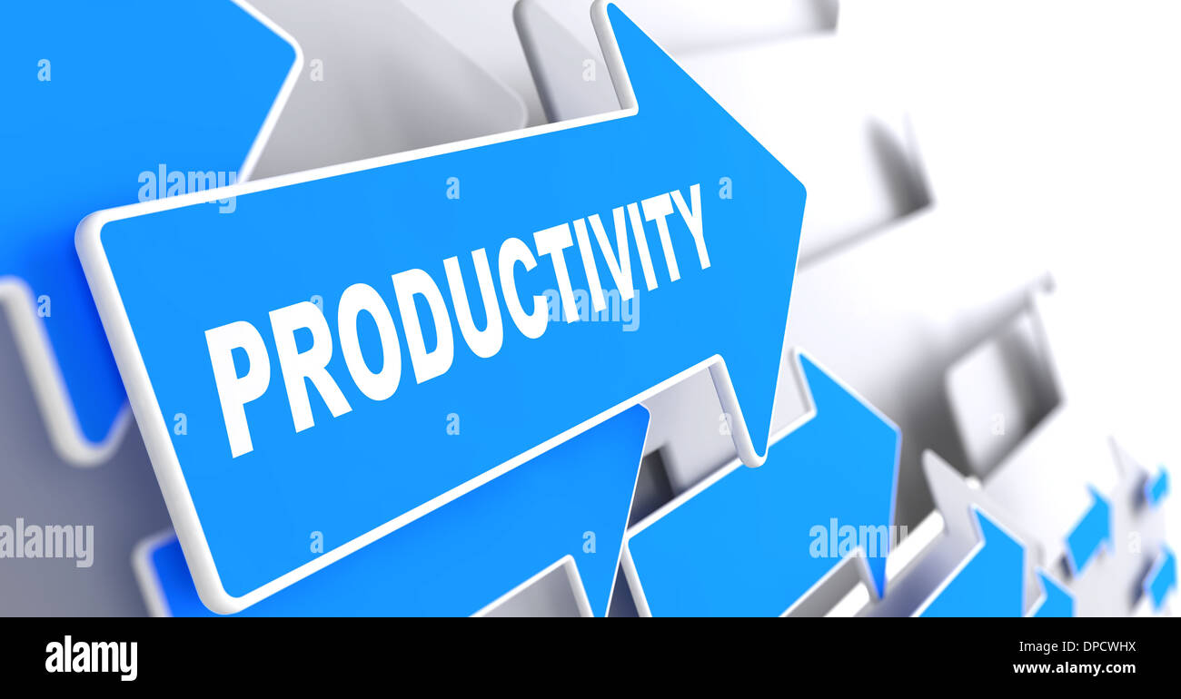 Productivity on Blue Arrow on Gray Background Stock Photo - Alamy