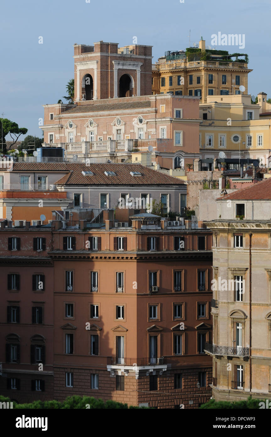 A view of the unique architecture in Rome, Italy, EU. The buildings are ...