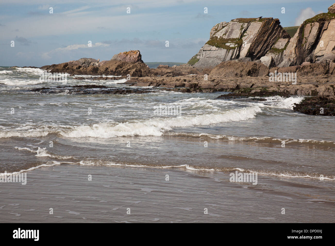 The beach and rocks at Ayrmer Cove, Devon, England, UK Stock Photo - Alamy