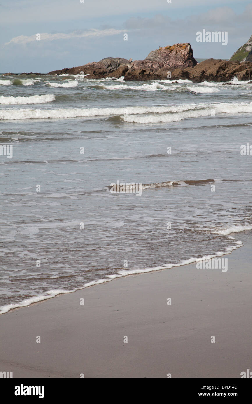 The sea, rocks and beach at Ayrmer Cove, Devon, England, UK Stock Photo ...