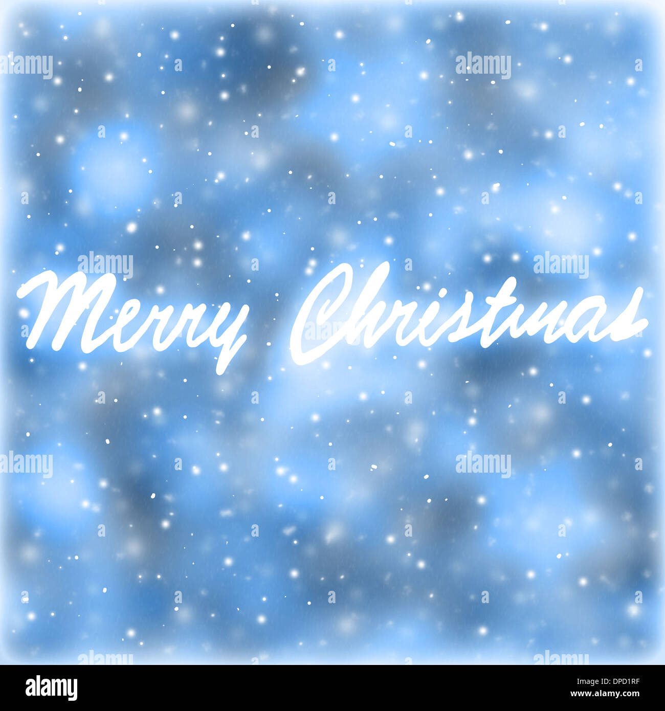 Merry Christmas greeting card, blue abstract background with ...