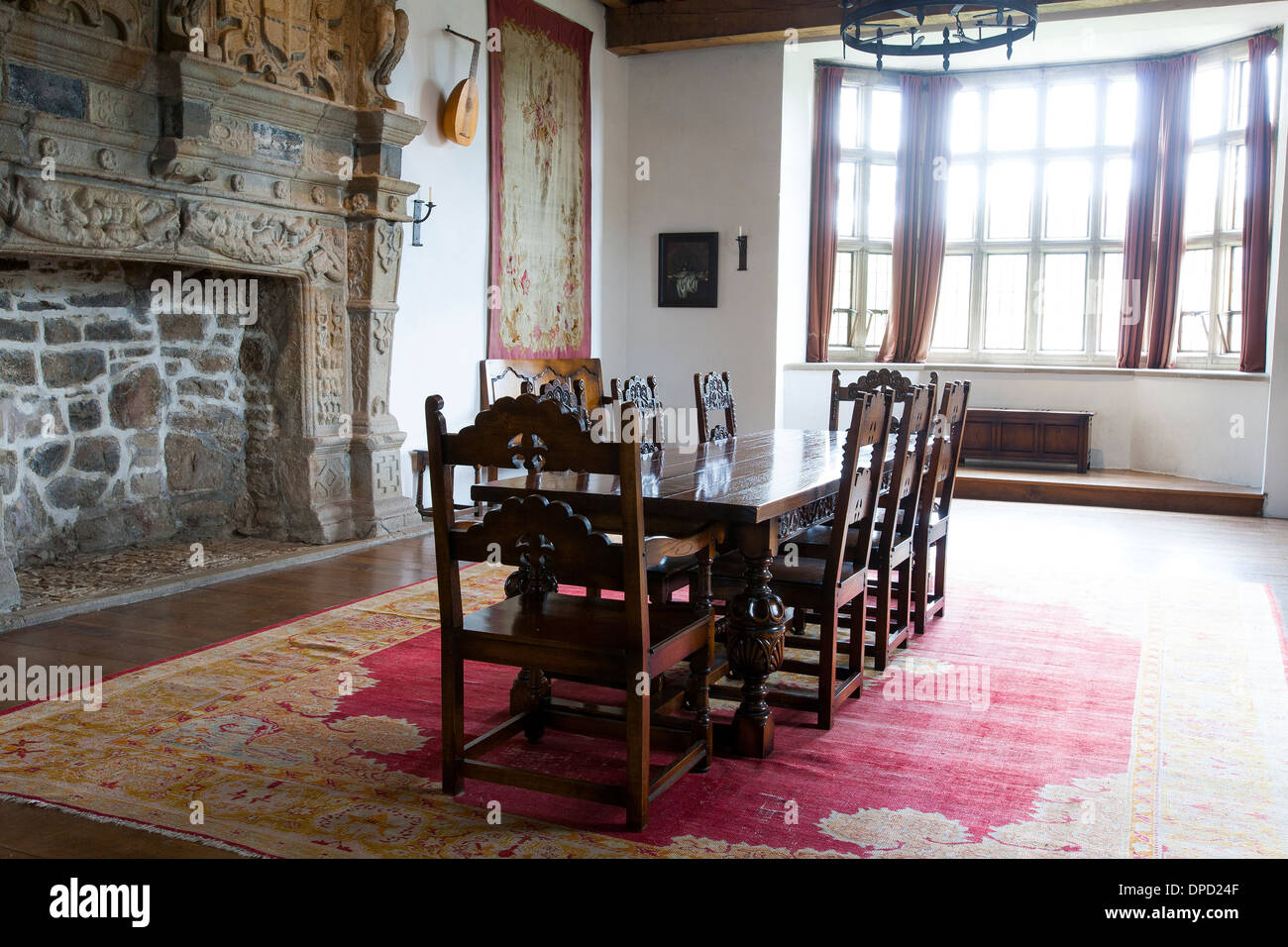 The formal dining room inside of Donegal Castle in Donegal town. The ...