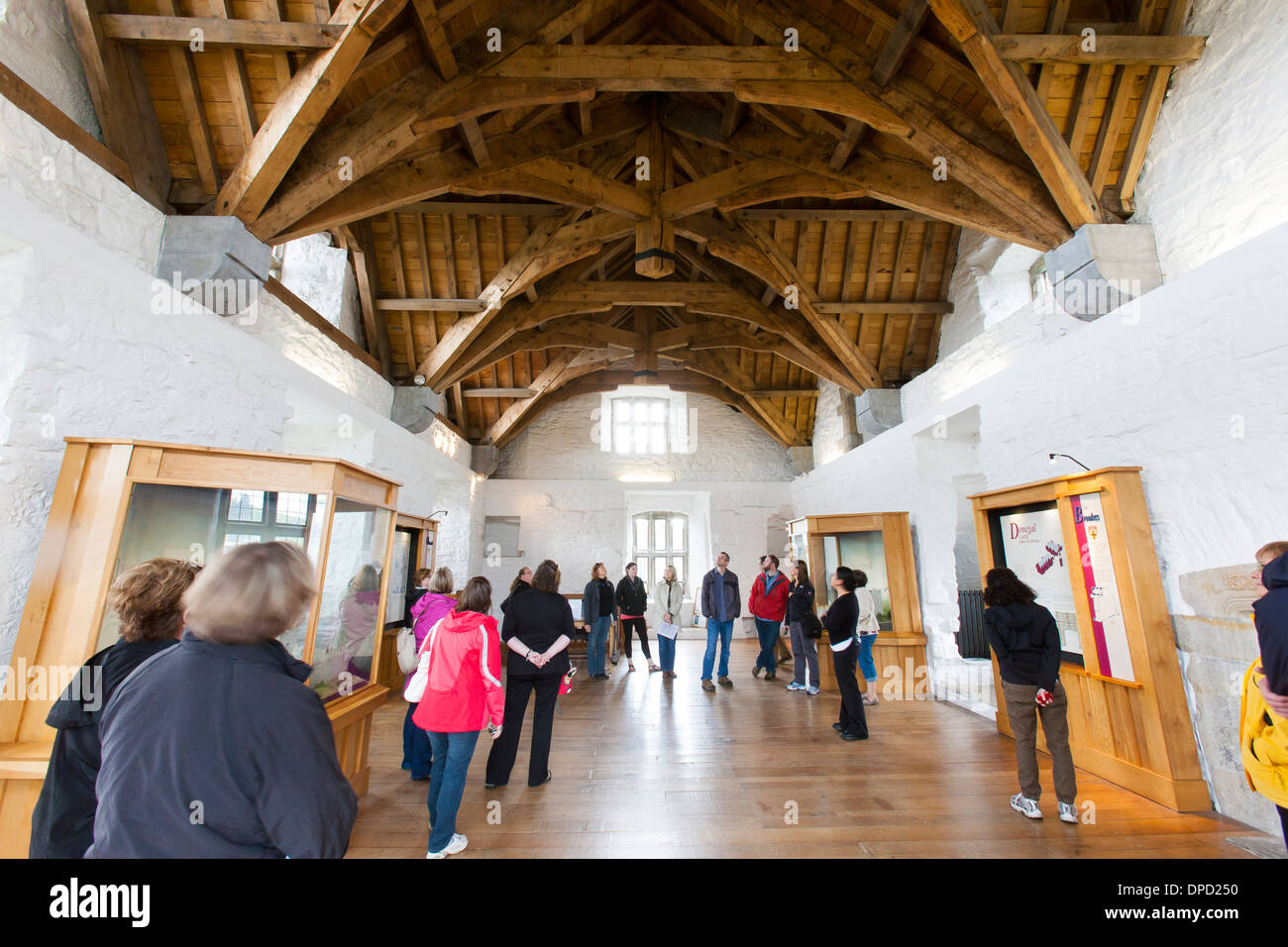 The great hall and ceiling inside Donegal Castle in Donegal town. The ...