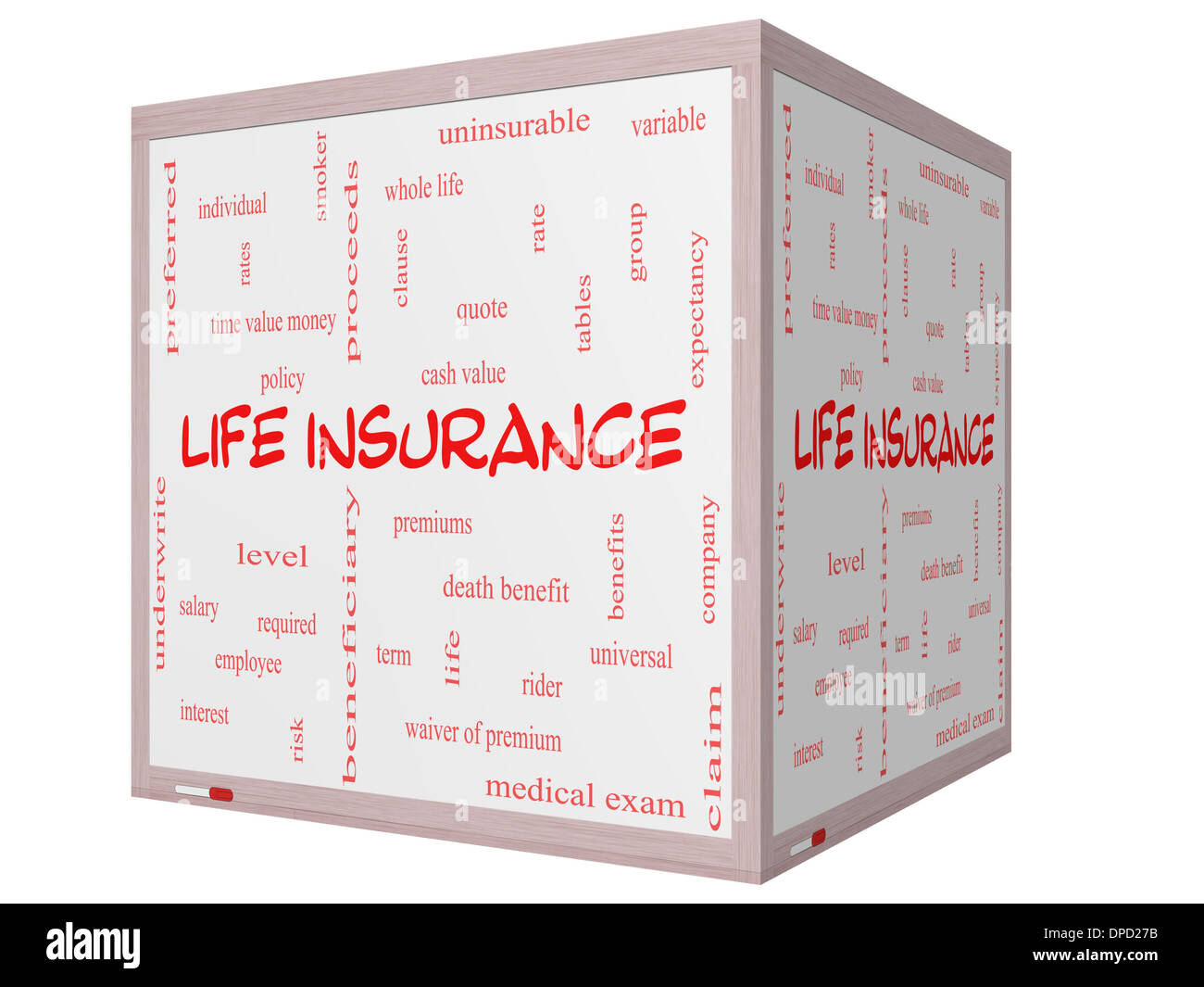 Life Insurance Word Cloud Concept on a 3D Cube Whiteboard with great ...