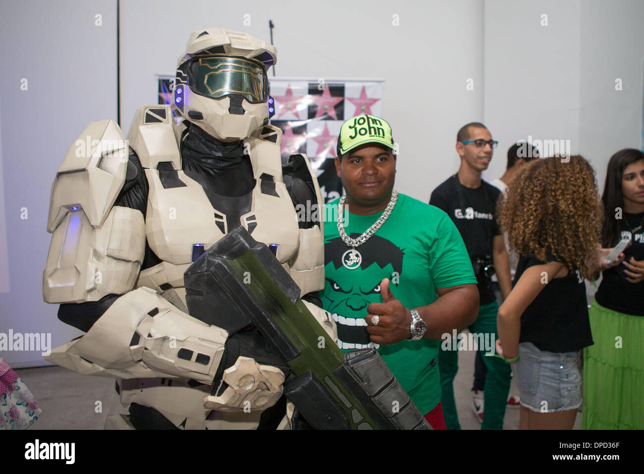 Rio De Janeiro, Brazil. 12th Jan, 2014. Cosplay enthusiasts pose for ...