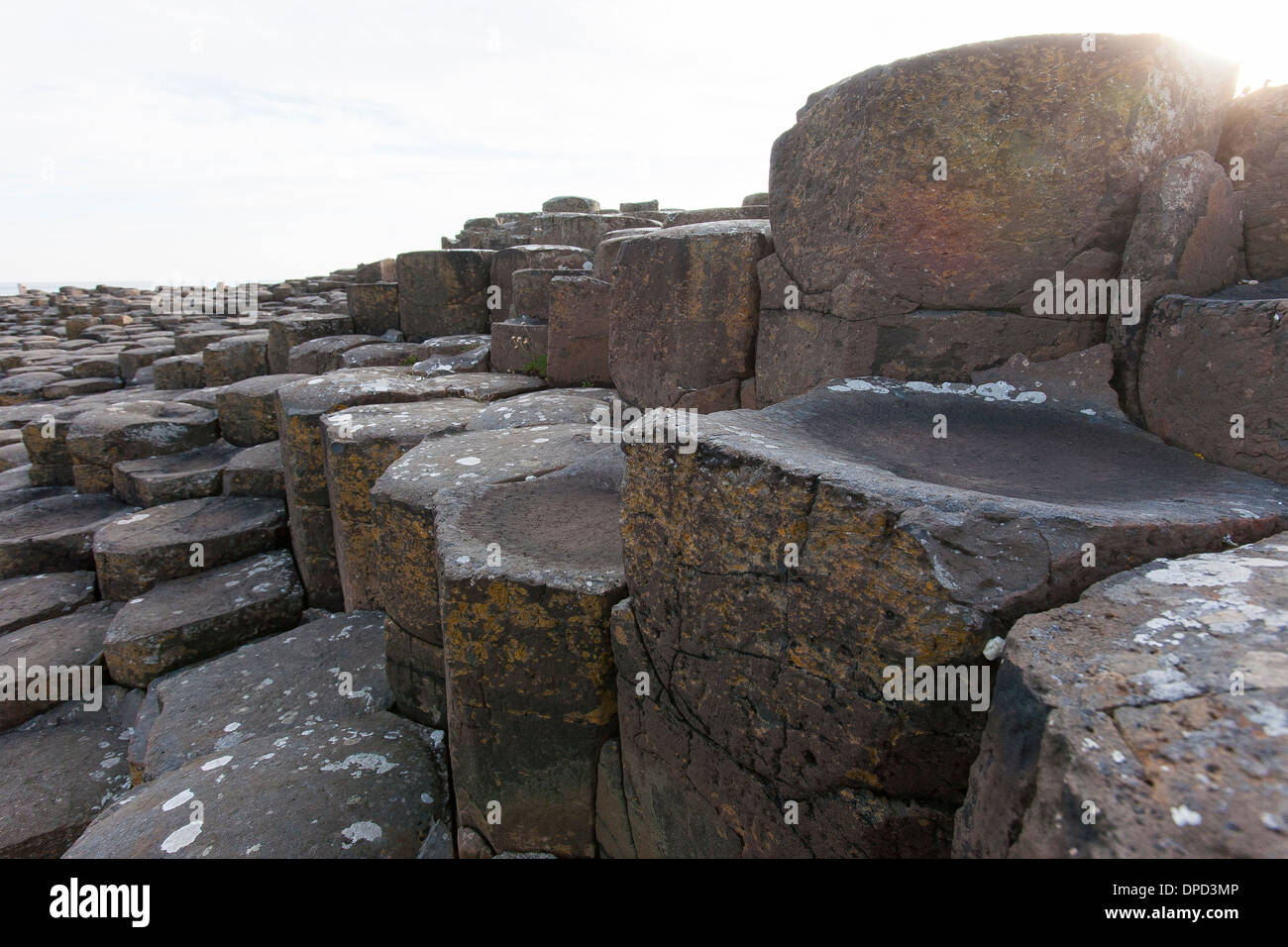 Close up view of the basalt columns that make up the world famous ...