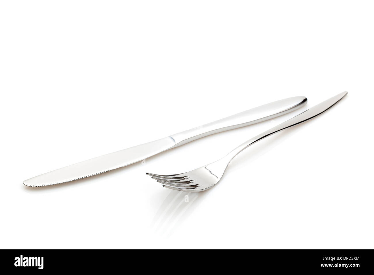Silverware or flatware set of fork and knife. Isolated on white ...