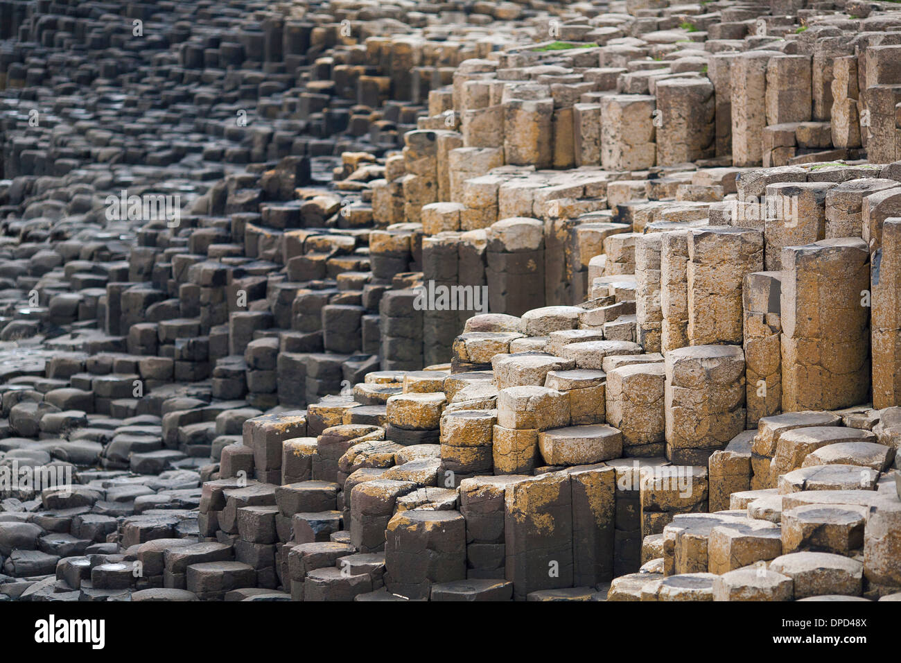 Multi colored stacks of basalt columns that make up the world famous ...
