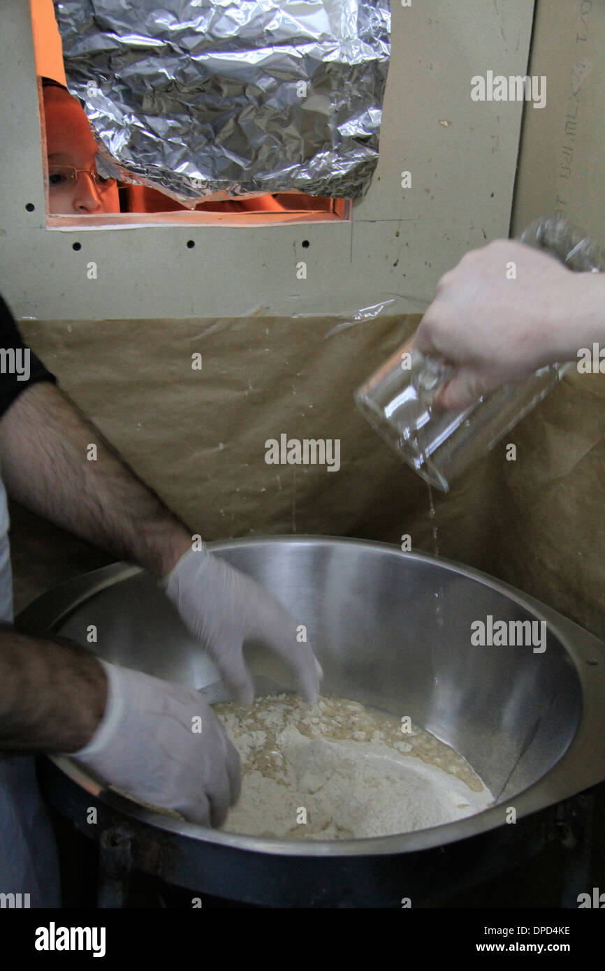 Matzah baking ahead of the Seder meal at the Hasidic Premishlan ...