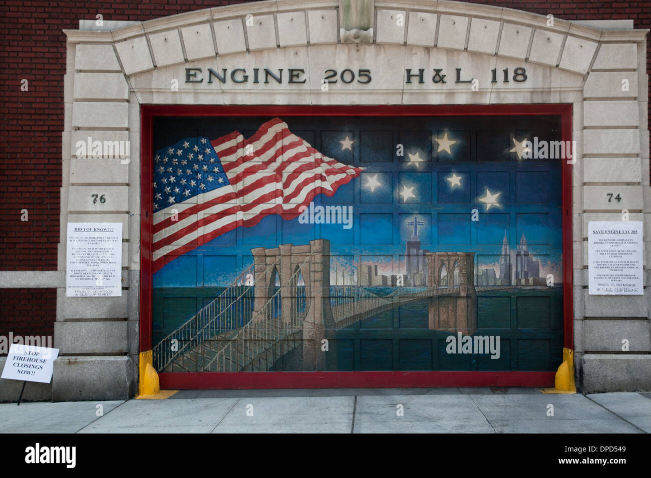 Patriotic mural on the Engine 205 Fire Station in New York City Stock ...