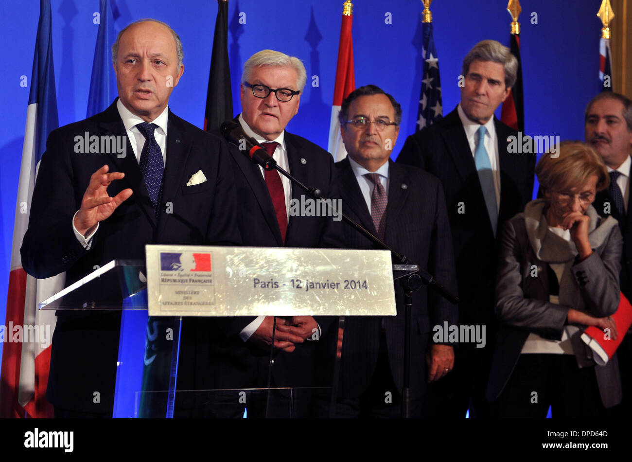Paris, France. 12th Jan, 2014. French Foreign Affairs Minister Laurent ...