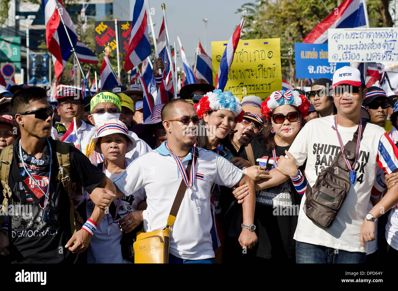 Bangkok, Thailand.13th January, 2014.Anti government protesters march ...
