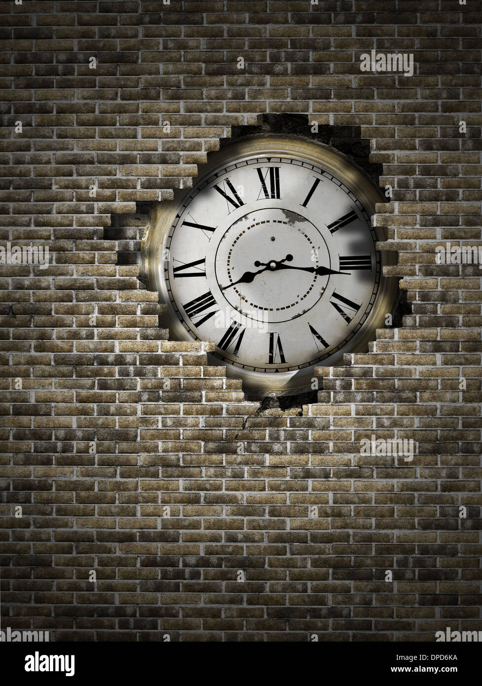 old clock on a brick wall Stock Photo - Alamy
