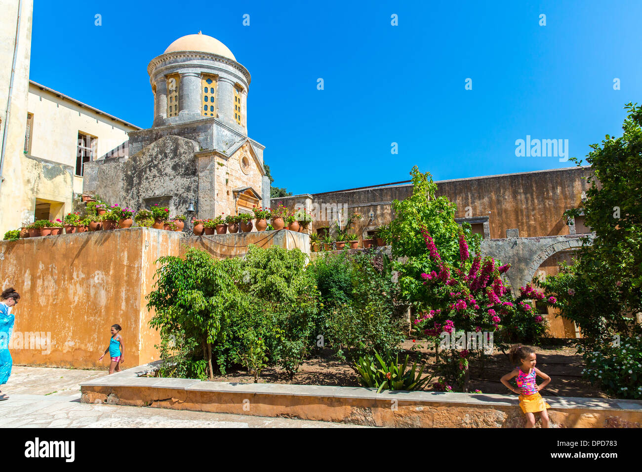 Monastery (friary) in Messara Valley at Crete, Greece. Messara - is ...