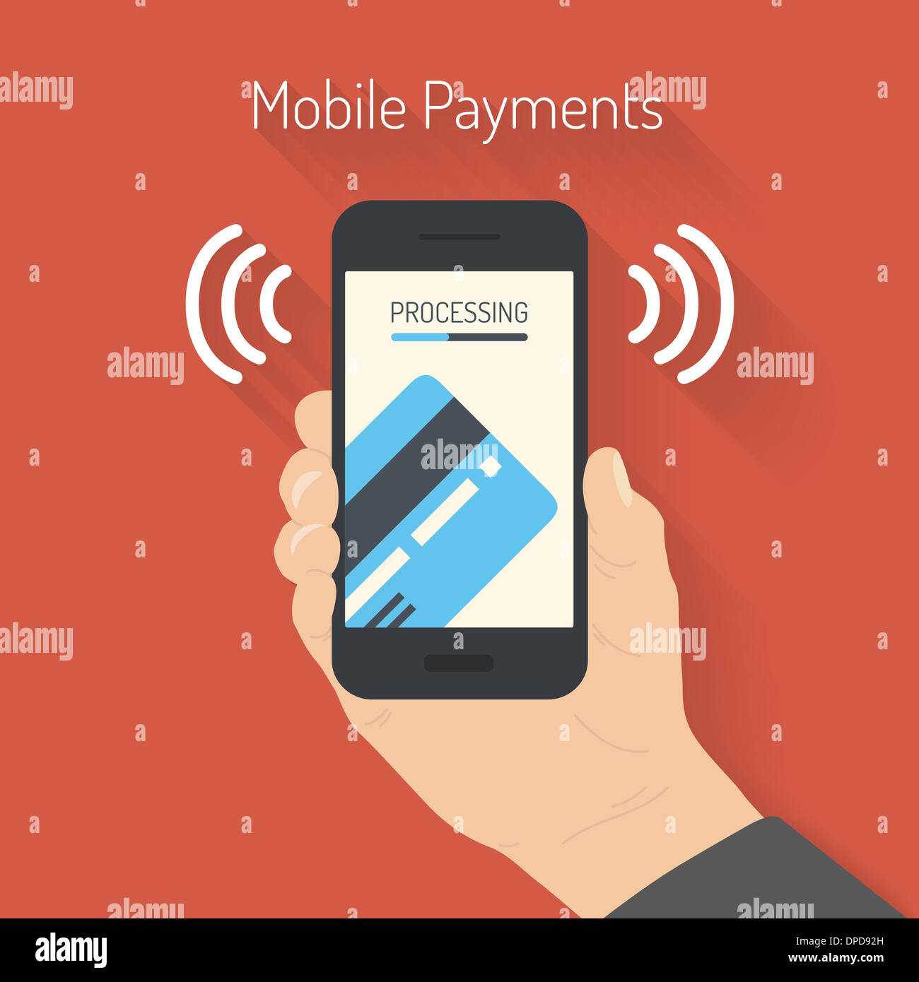 Flat design vector illustration of modern smartphone with the ...