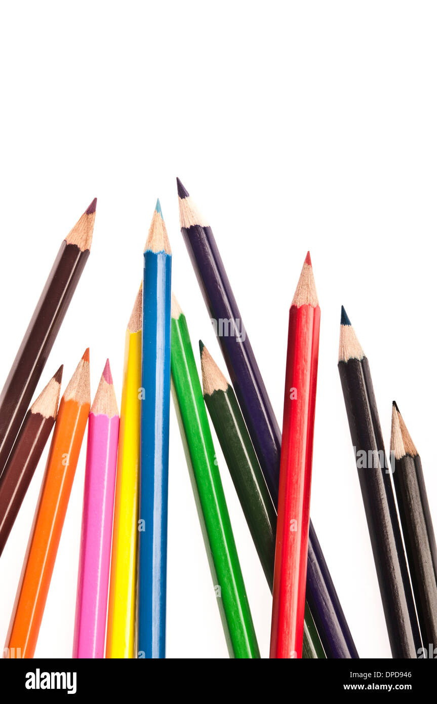 scattered colouring pencils Stock Photo - Alamy