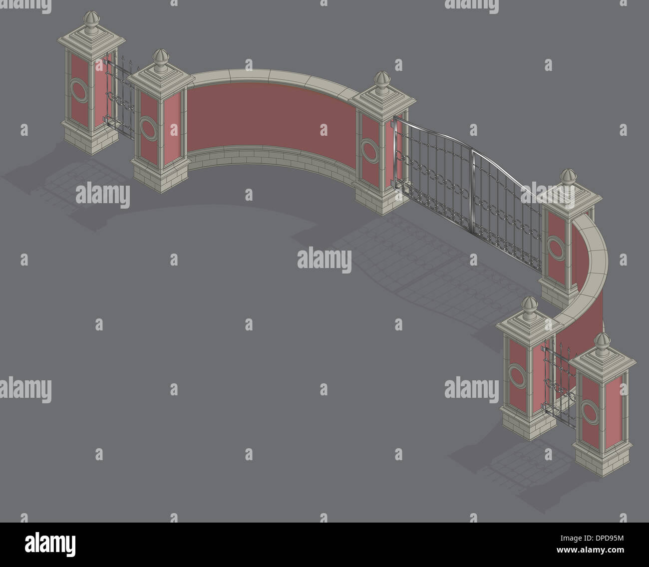 Vector isometric stone Gate portal with shadow Stock Photo - Alamy