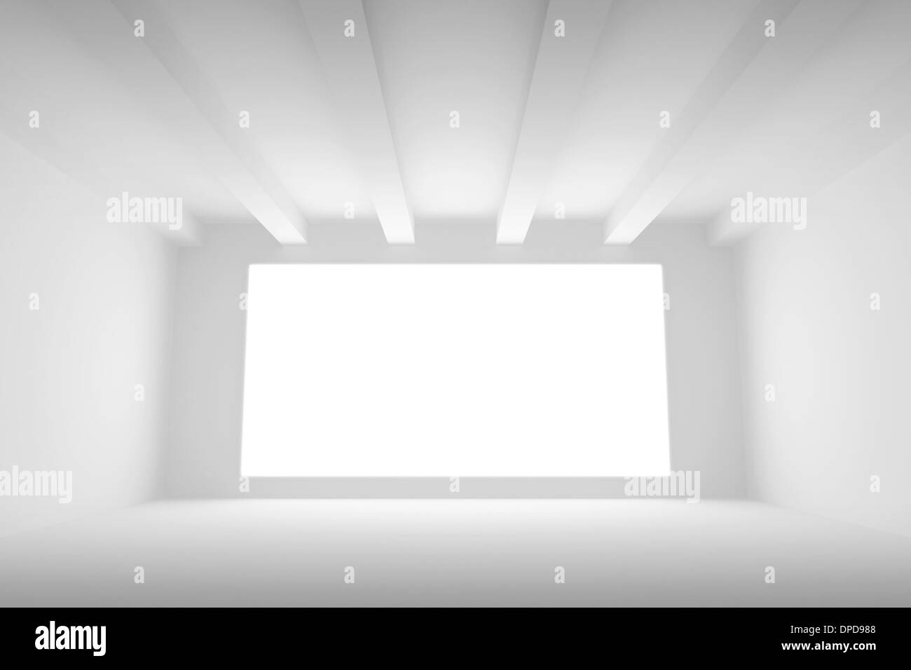 Empty white room interior with light screen. Abstract 3d background ...
