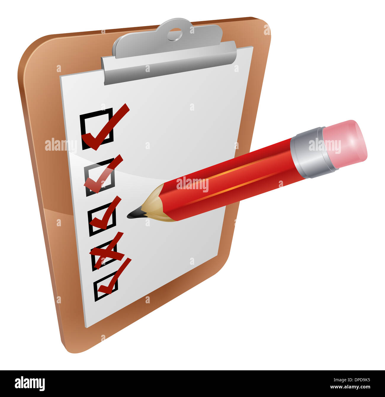 An illustration of a clipboard, survey or feedback form being completed ...