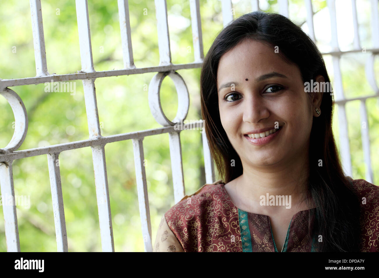 Portrait of happy Indian woman Stock Photo - Alamy