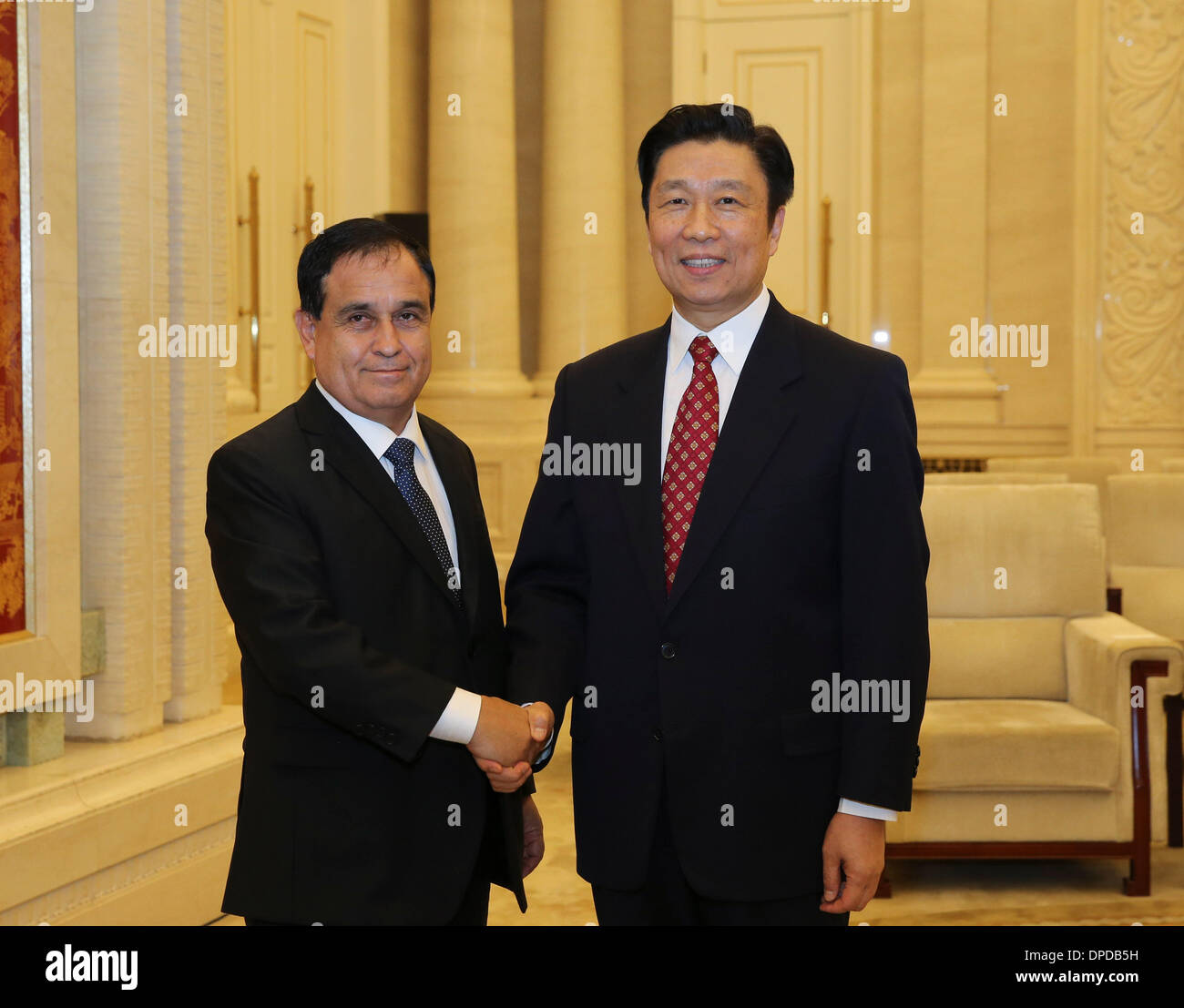 Beijing, China. 13th Jan, 2014. Chinese Vice President Li Yuanchao (R ...