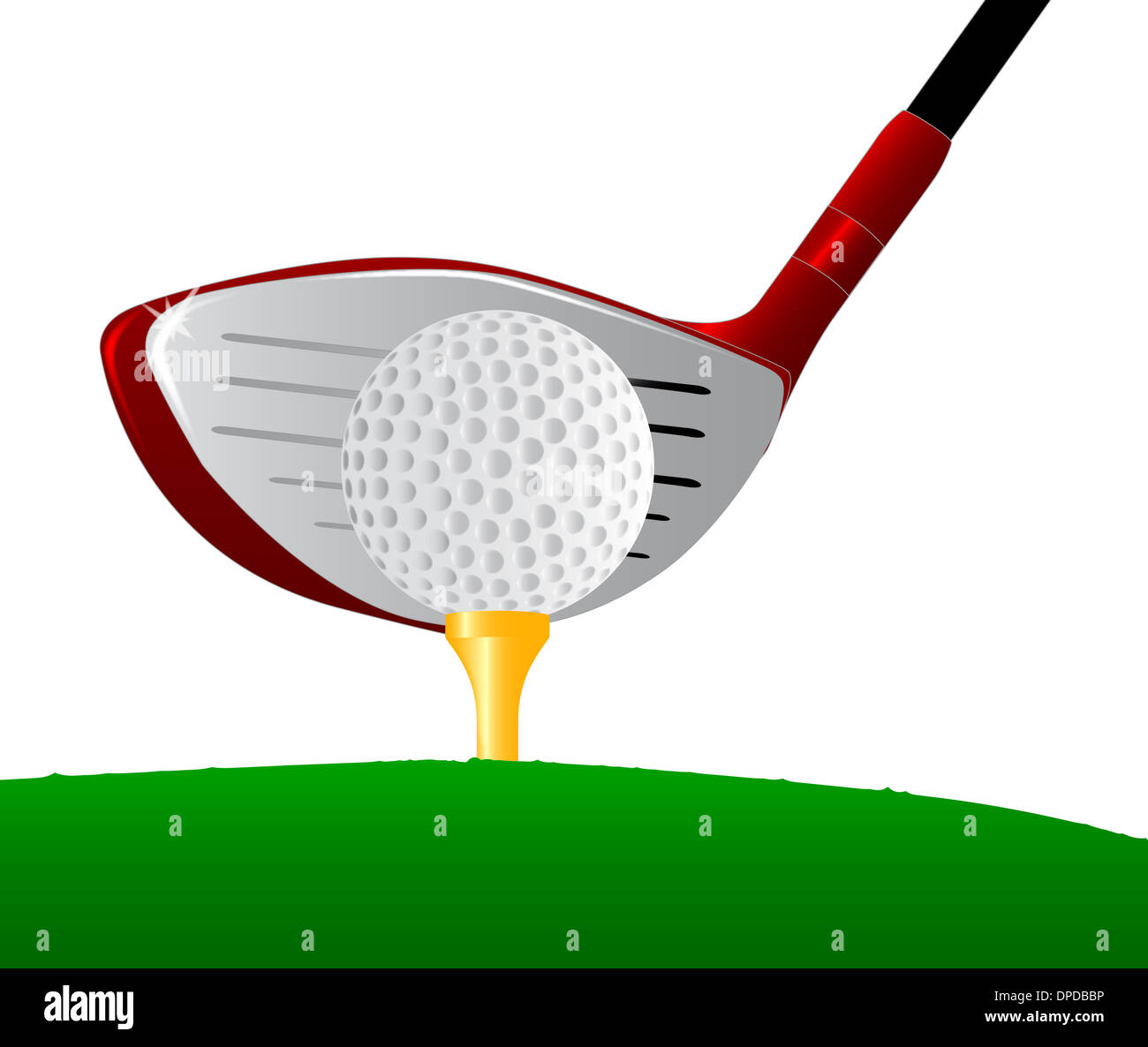 A golf ball placed on top of a golf ball tee with the driver getting ...