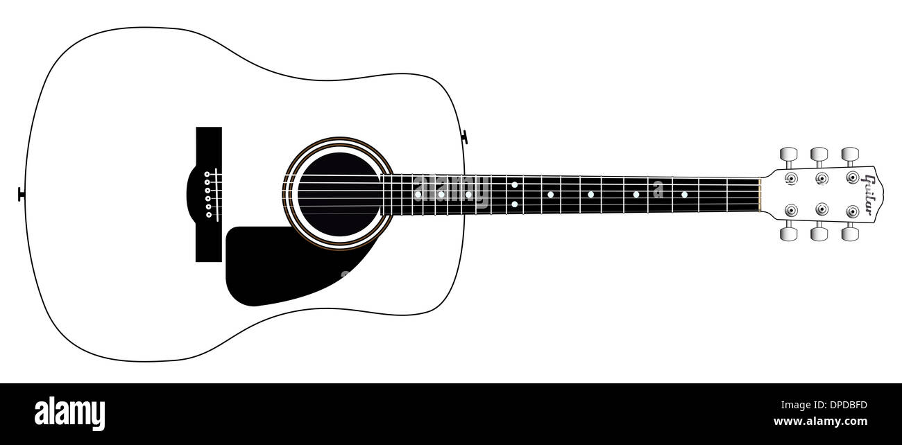 A white acoustic guitar over a white background Stock Photo - Alamy
