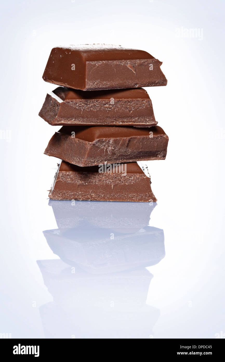 Stack of chocolate pieces Stock Photo - Alamy