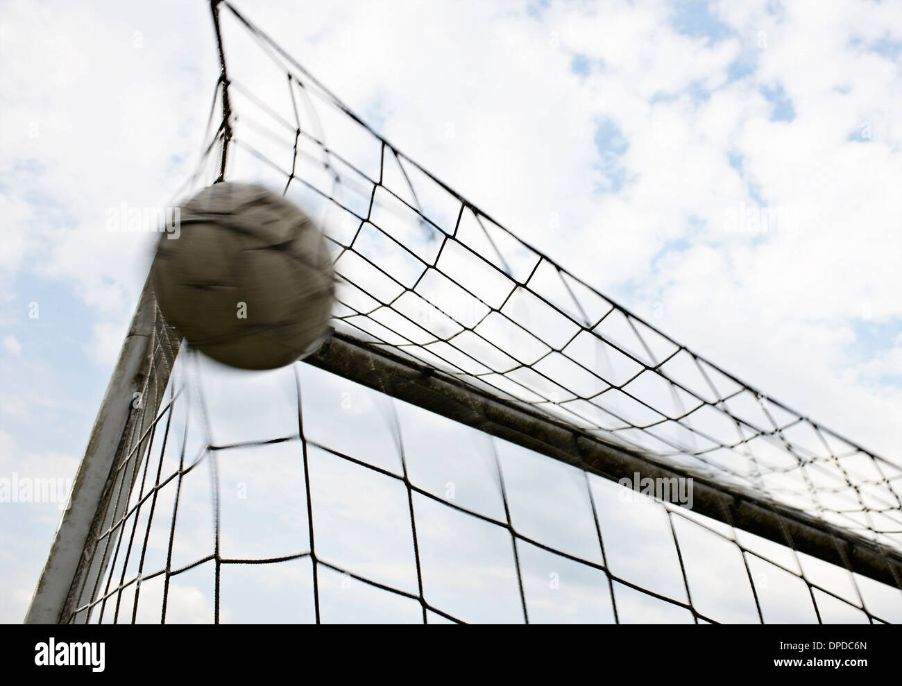 Close up soccer ball in air hi-res stock photography and images - Alamy