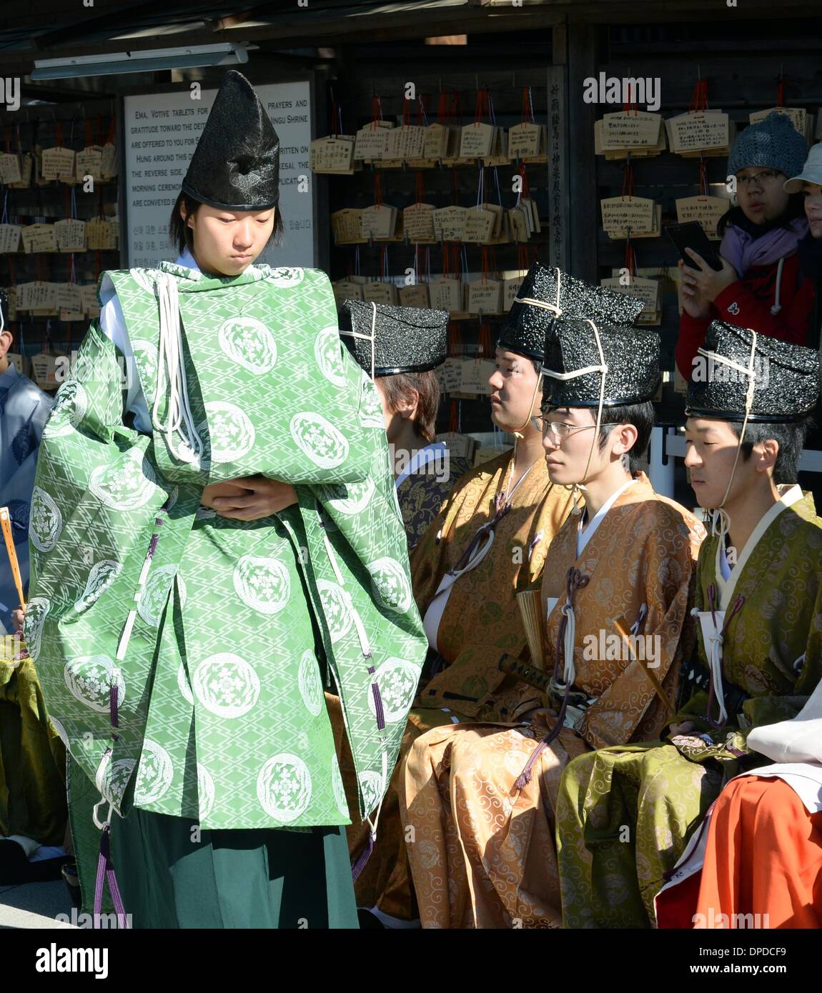 Tokyo, Japan. 13th Jan, 2014. A youth attends the "Genpuku" ceremony ...