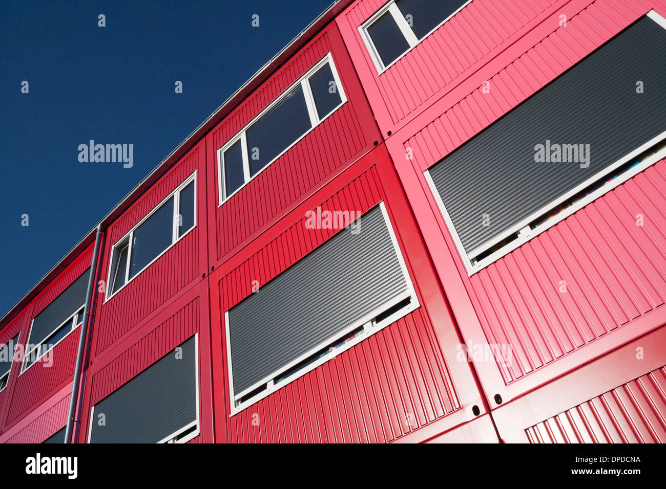 Germany, Bavaria, Munich, part of red and pink portable buildings using ...
