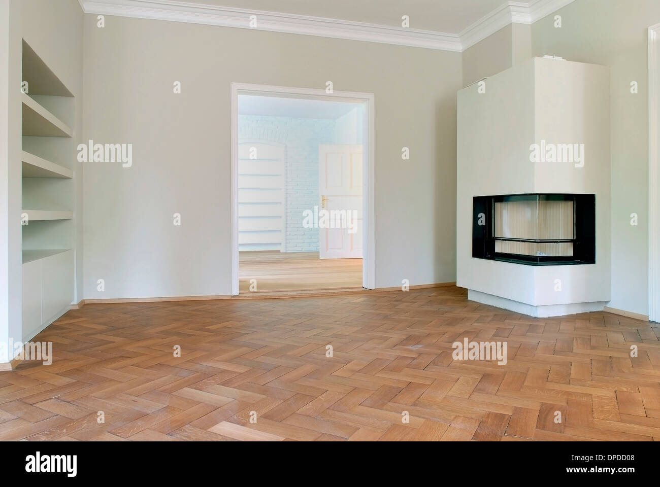 Germany, Fireplace in empty room Stock Photo - Alamy