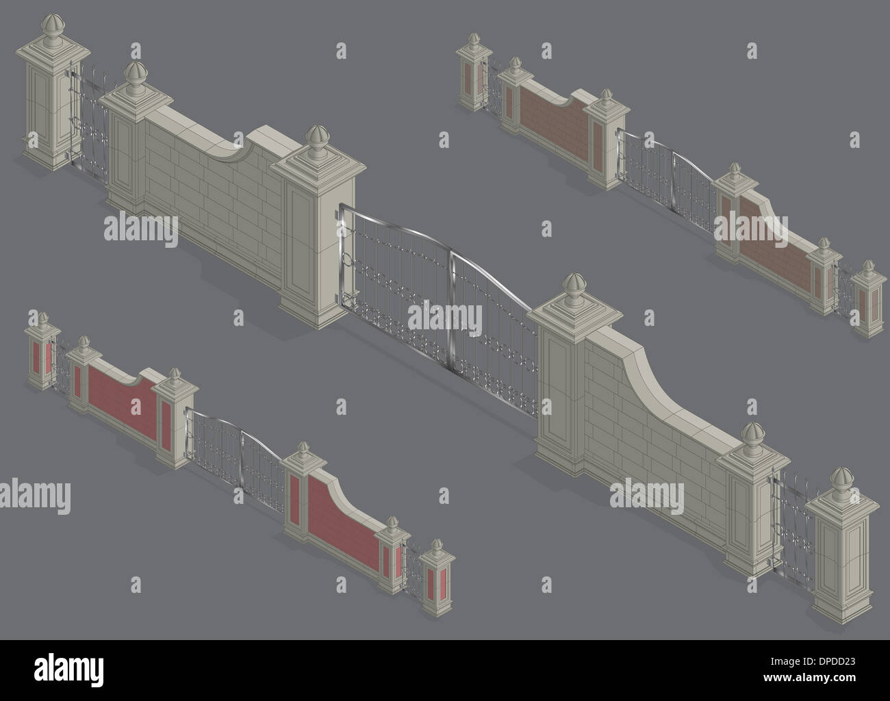 Vector isometric stone Gate portal with shadow Stock Photo - Alamy