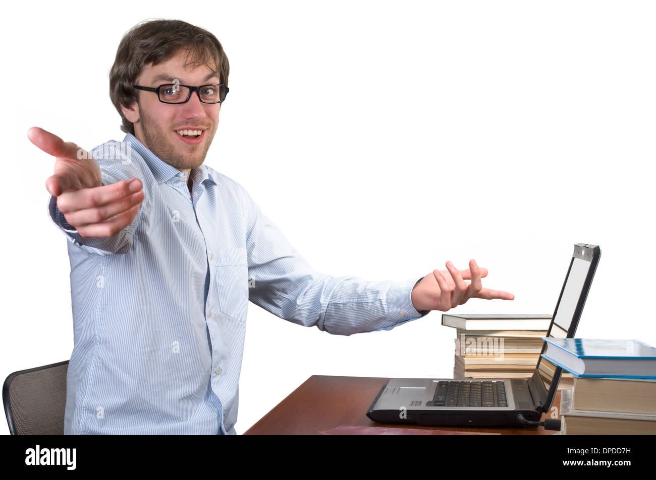 Young man points hi-res stock photography and images - Alamy