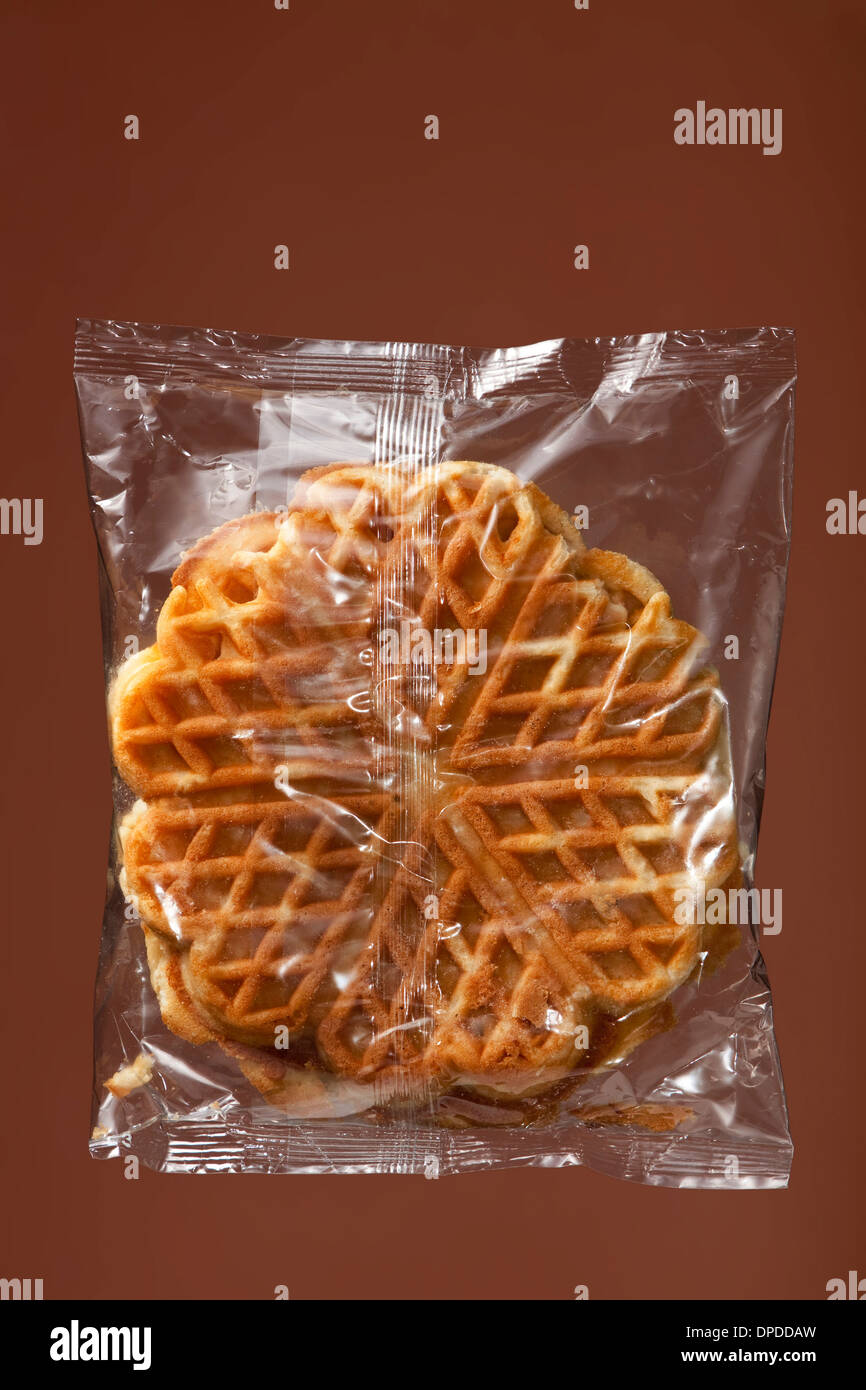 Waffles in transparent plastic wrapping Stock Photo - Alamy