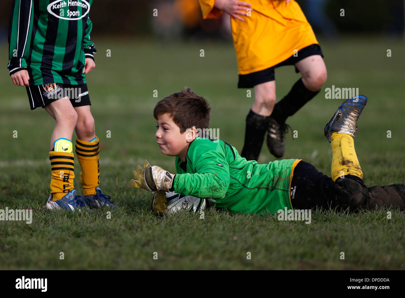 Hartley Wintney Falcons junior football team (yellow) play Curley Park ...