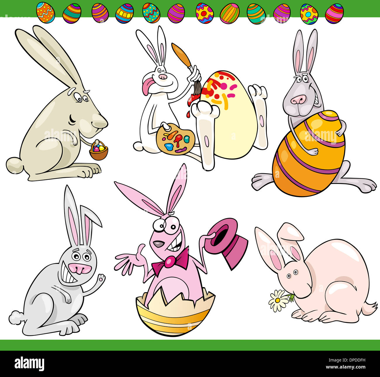 Cartoon Illustration of Happy Easter Themes with Bunnies and Paschal ...