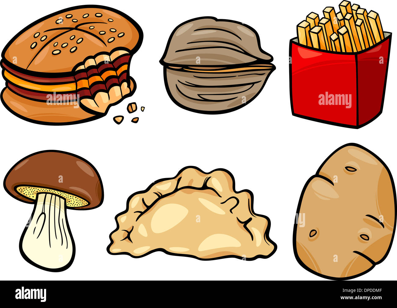 Cartoon Illustration of Food Objects Clip Art Set Stock Photo - Alamy