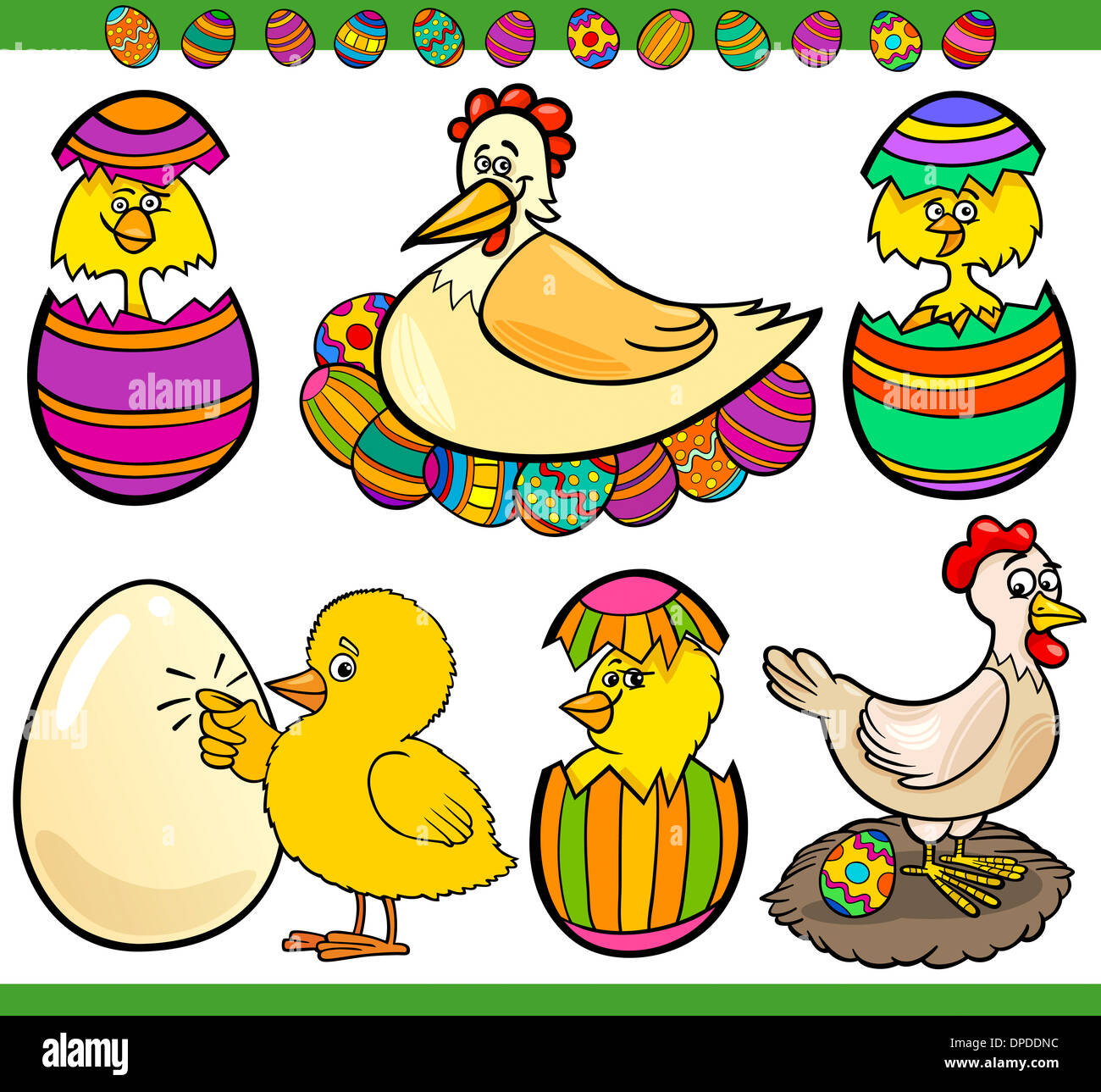 Cartoon Illustration of Happy Holiday Themes with Chicken or Chicks and ...