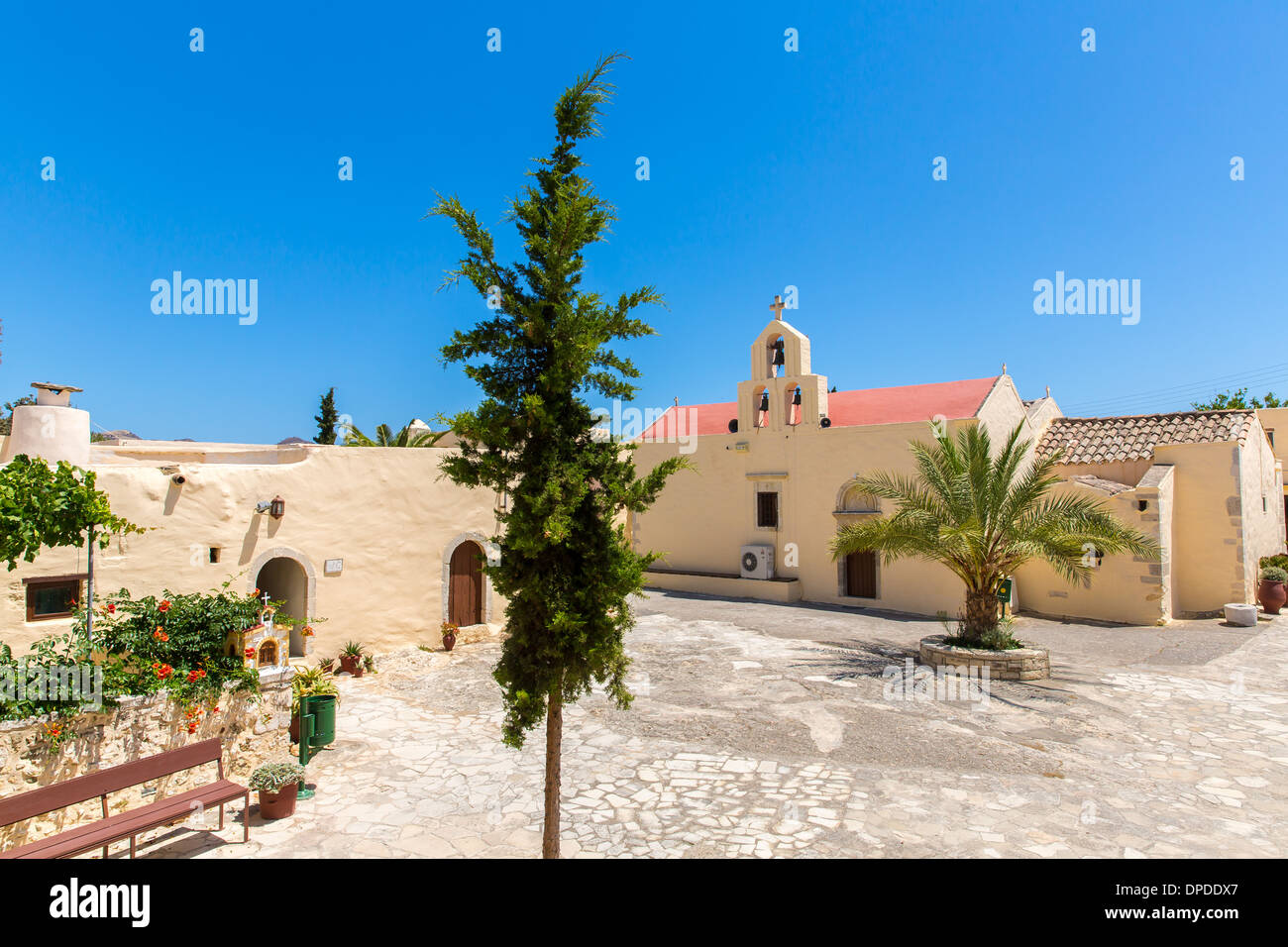 Monastery (friary) in Messara Valley at Crete island in Greece. Messara ...