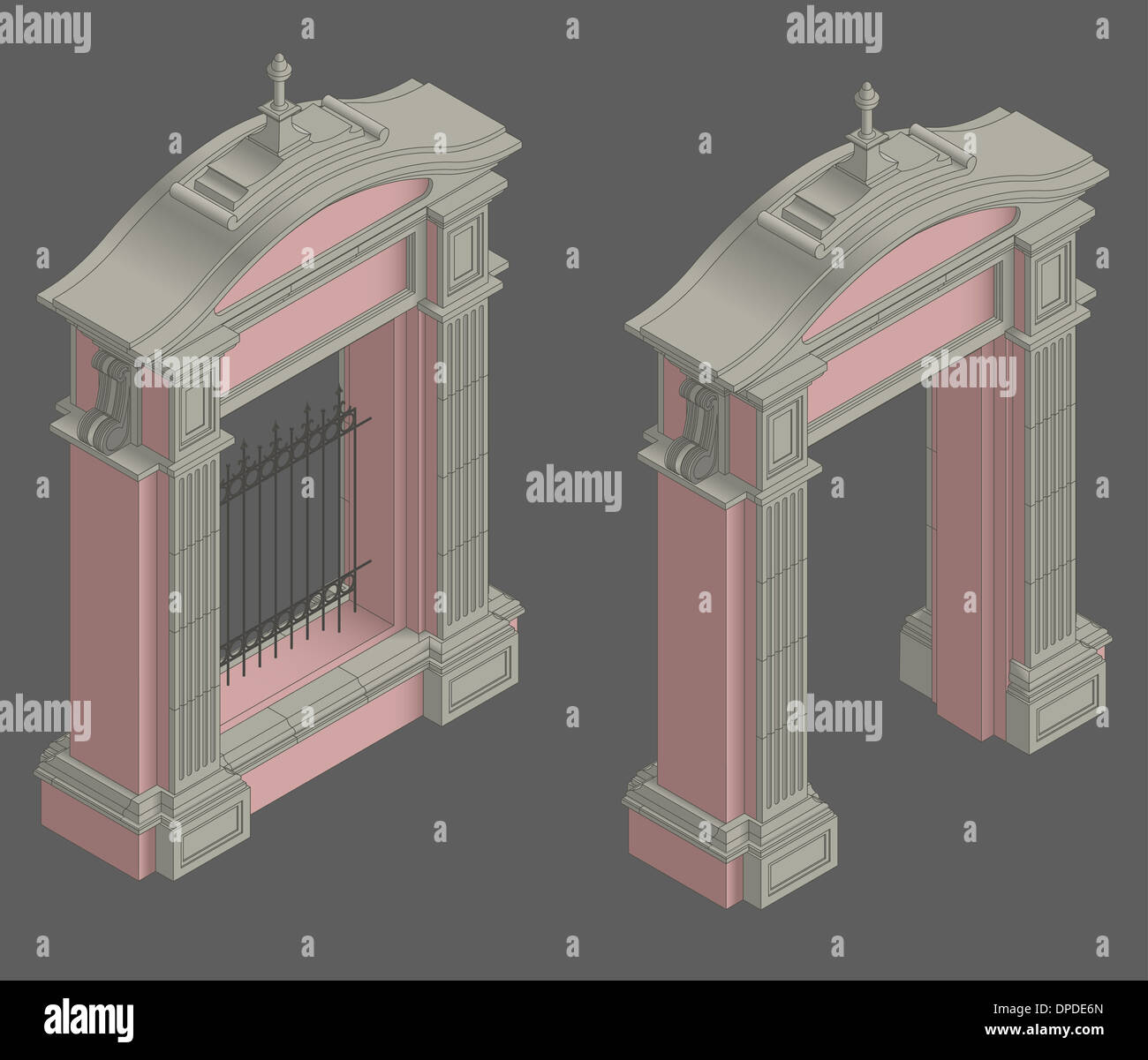 Vector isometric stone Gate portal with shadow Stock Photo - Alamy