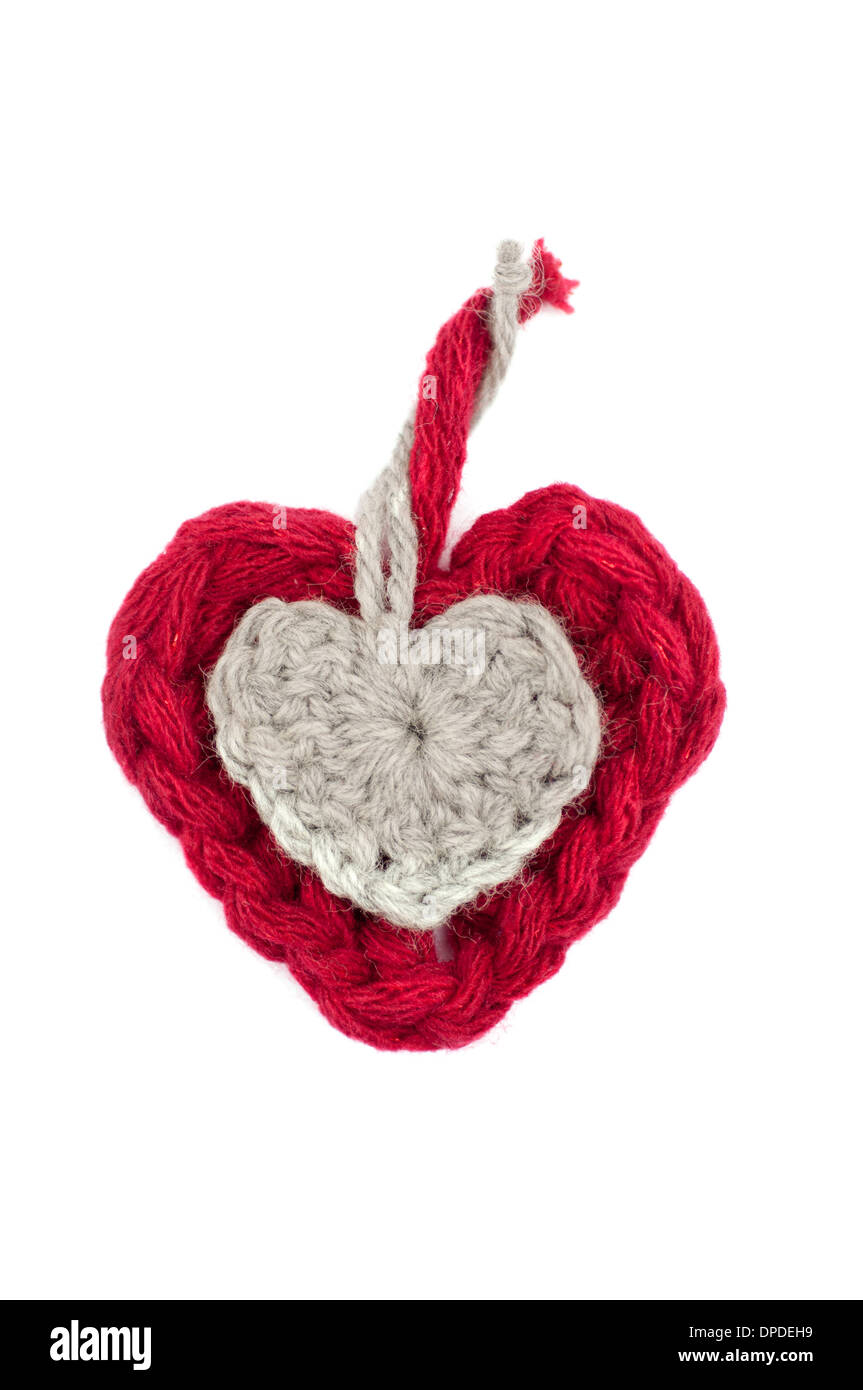 Wool hearts isolated on white background Stock Photo - Alamy