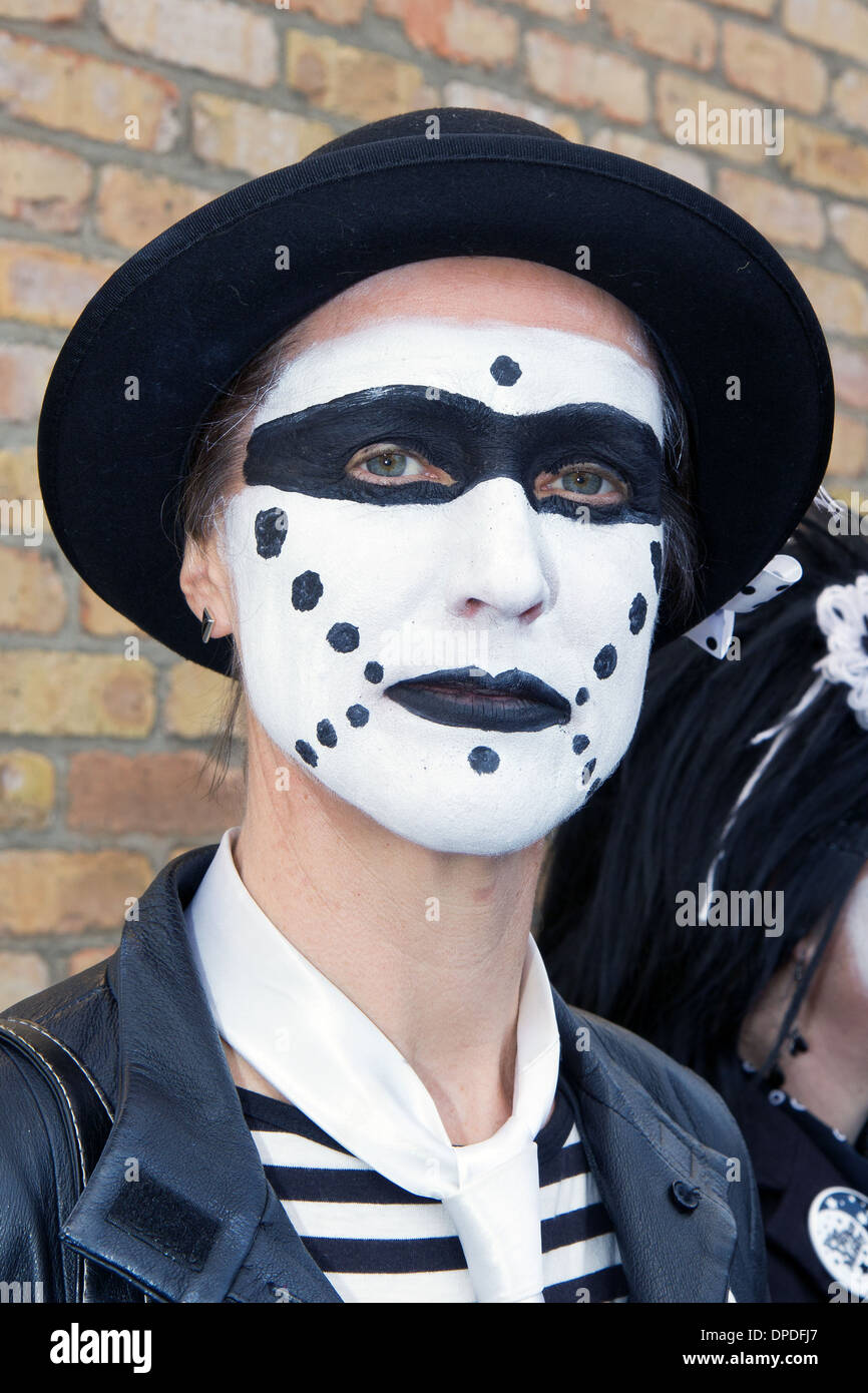 Black and white faced molly dancer at The Whittlesey Straw Bear ...
