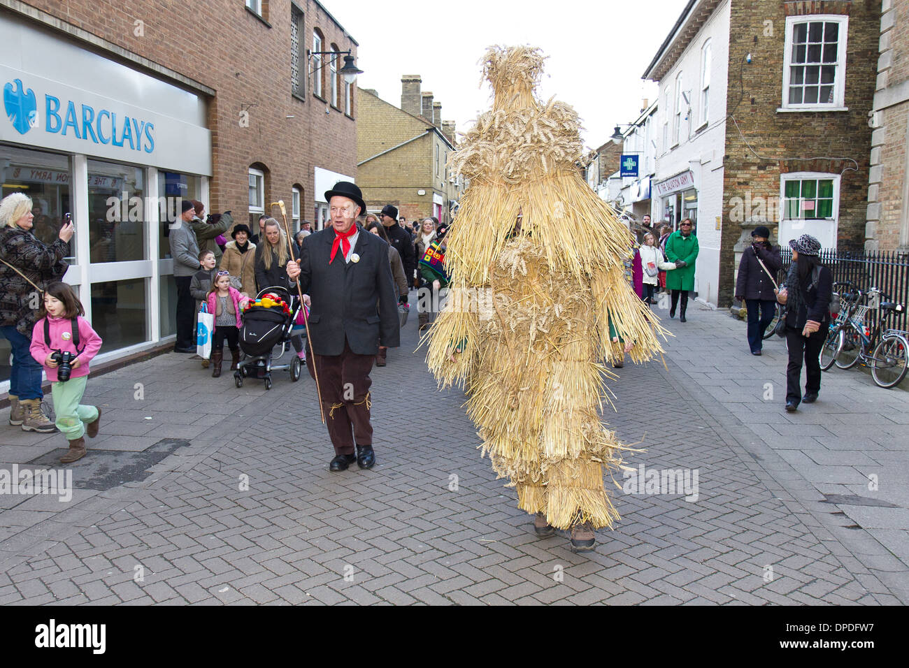 The Whittlesey Straw Bear Festival 2014 - the straw bear being led ...