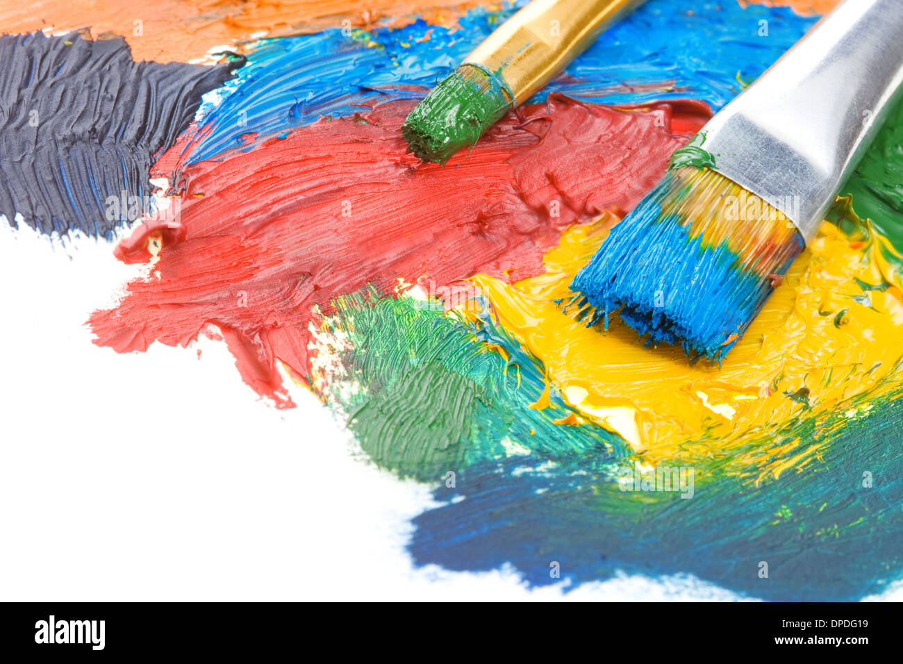 brush and oil paint isolated on white background Stock Photo - Alamy