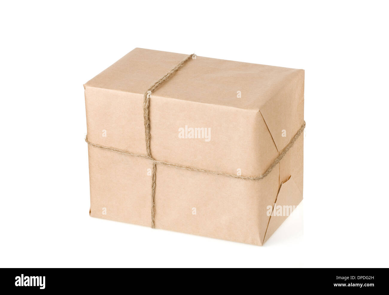 parcel wrapped with brown paper tied rope isolated on white background ...