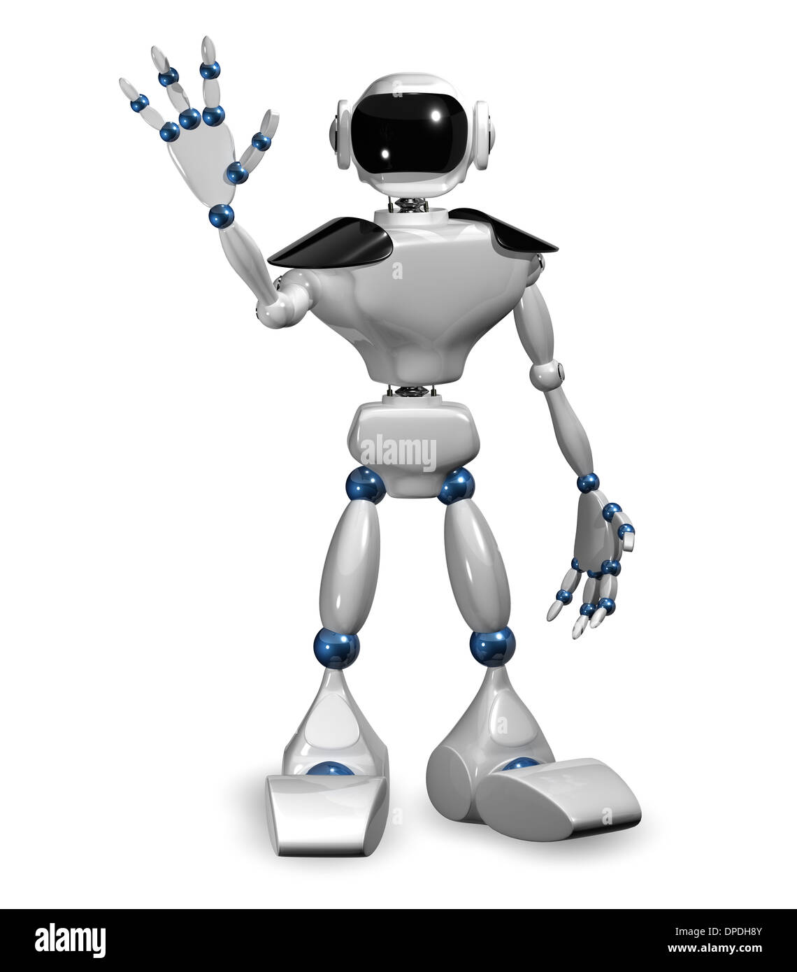 3d illustration of a white robot on white background Stock Photo - Alamy