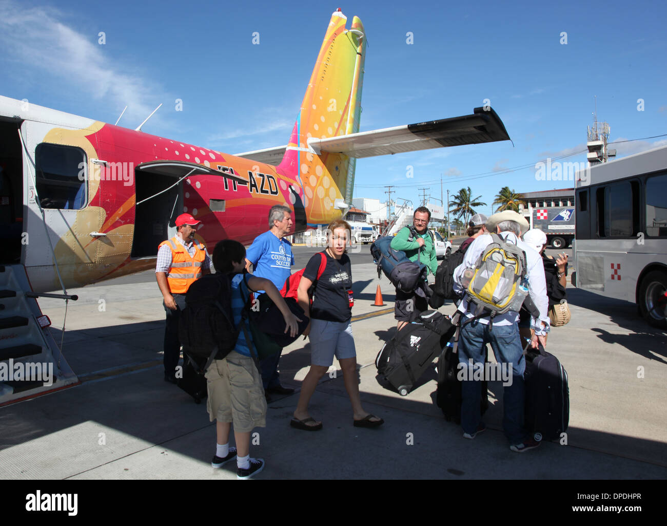 Getting off a plane in Panama Stock Photo - Alamy