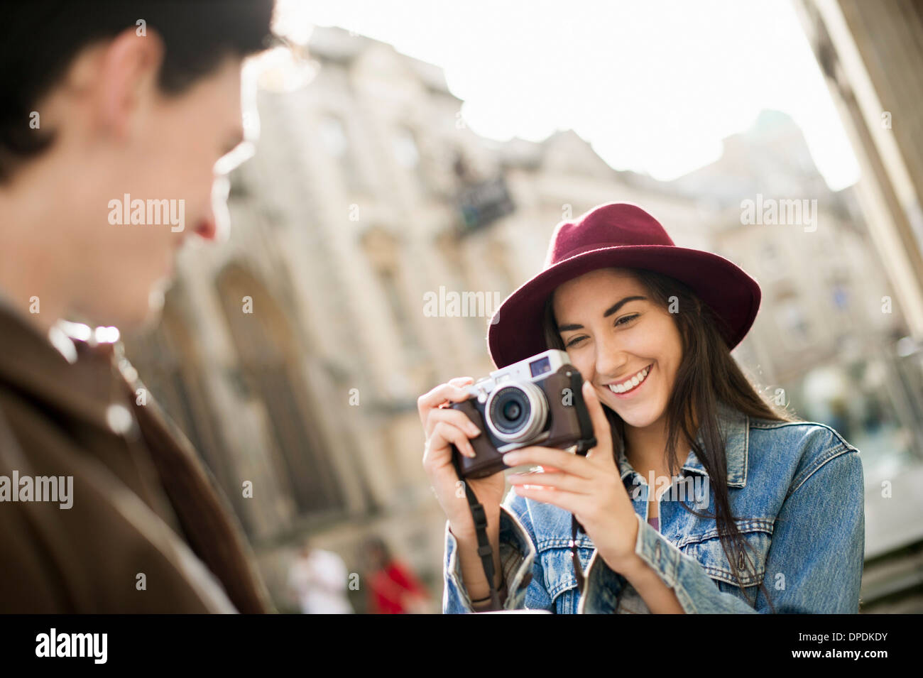 Woman photographing man hi-res stock photography and images - Alamy