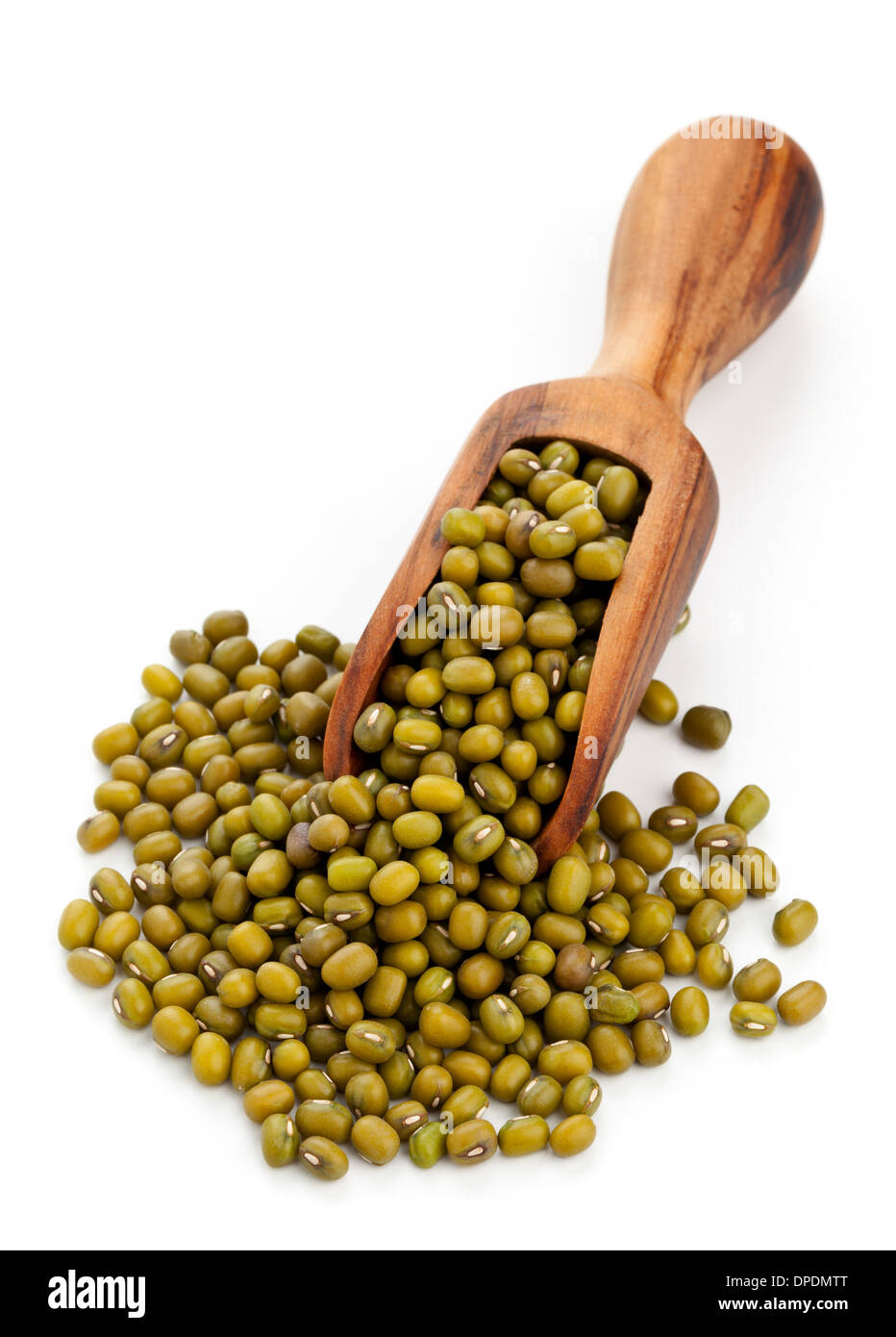 Raw mung beans in wooden scoop over white background Stock Photo - Alamy